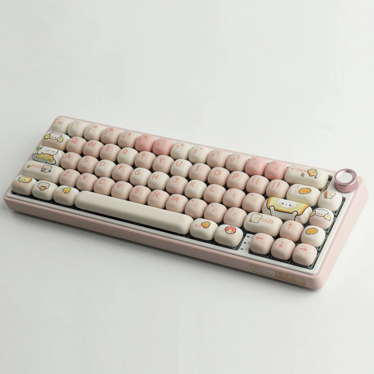 PBT Keycaps Bread Bear Rounded Keycaps Pink and Cute MOG keycap Dye ...
