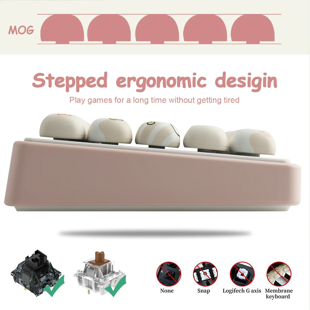 PBT Keycaps Bread Bear Rounded Keycaps Pink and Cute MOG keycap Dye ...