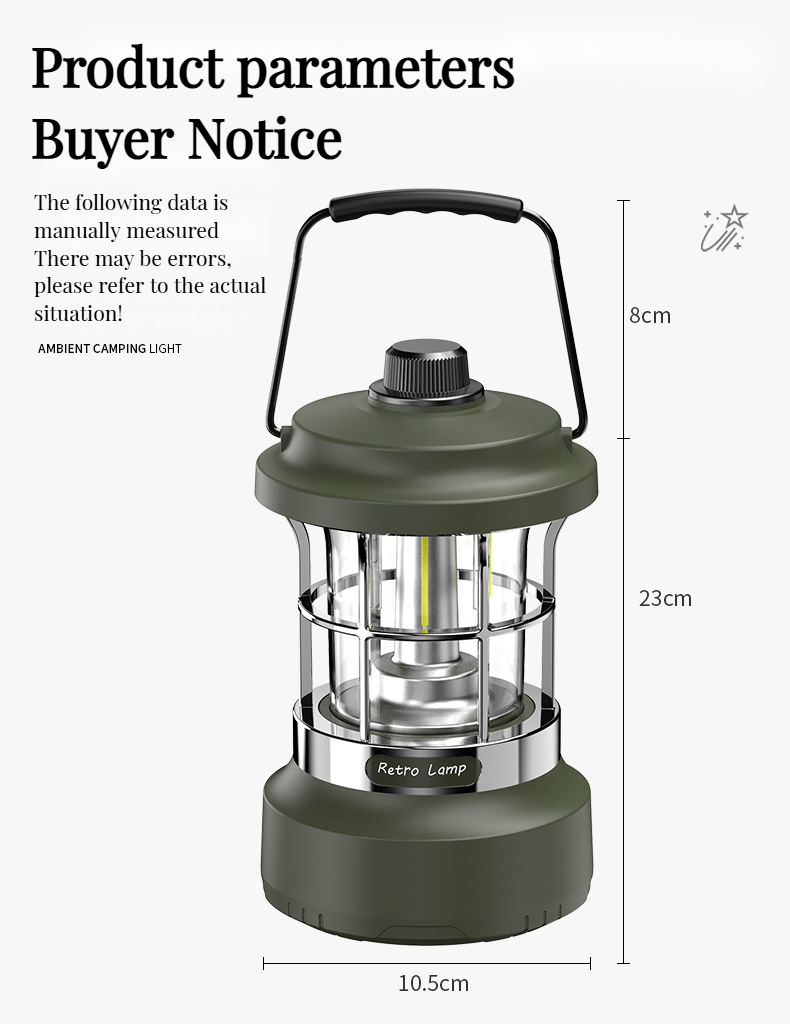 Upgraded outdoor multifunctional portable retro LED camping light TYPE ...