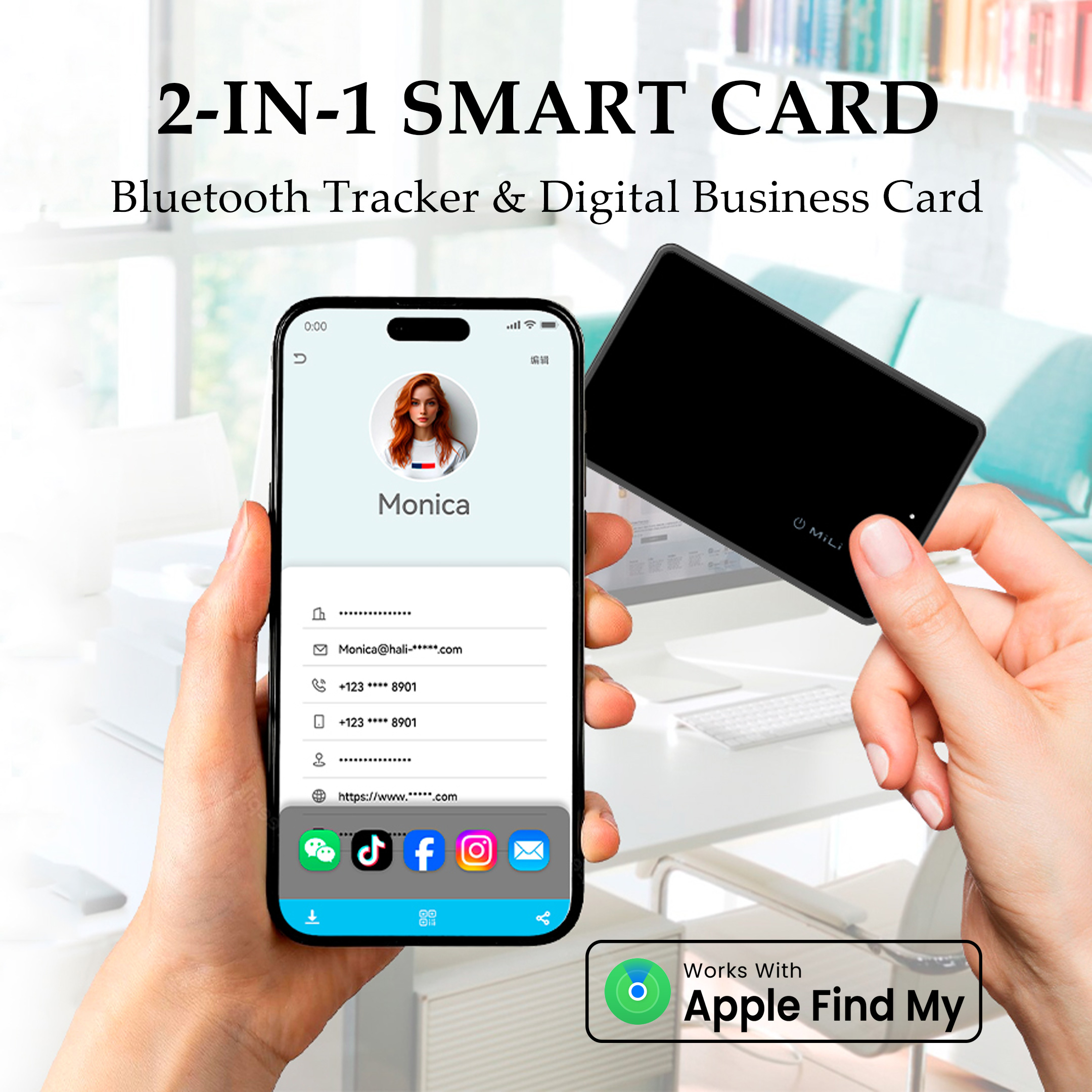 MiLi 2 In 1 Smart Card Bluetooth Tracker & Digital Business Card For ...