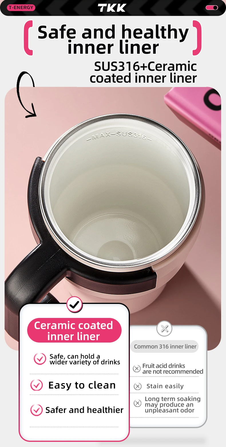 TKK 800ml/1200ml SUS316 Ceramic Coating Vacuum Cup, with Straw and Tea Strainer Vacuum Insulated ...