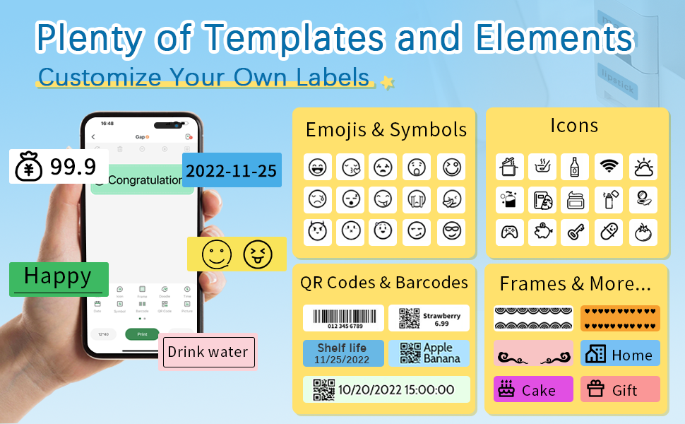 FlashLabel Pocket Label Maker Machine-Free APP and Tape, Bluetooth & Rechargeable Thermal ...