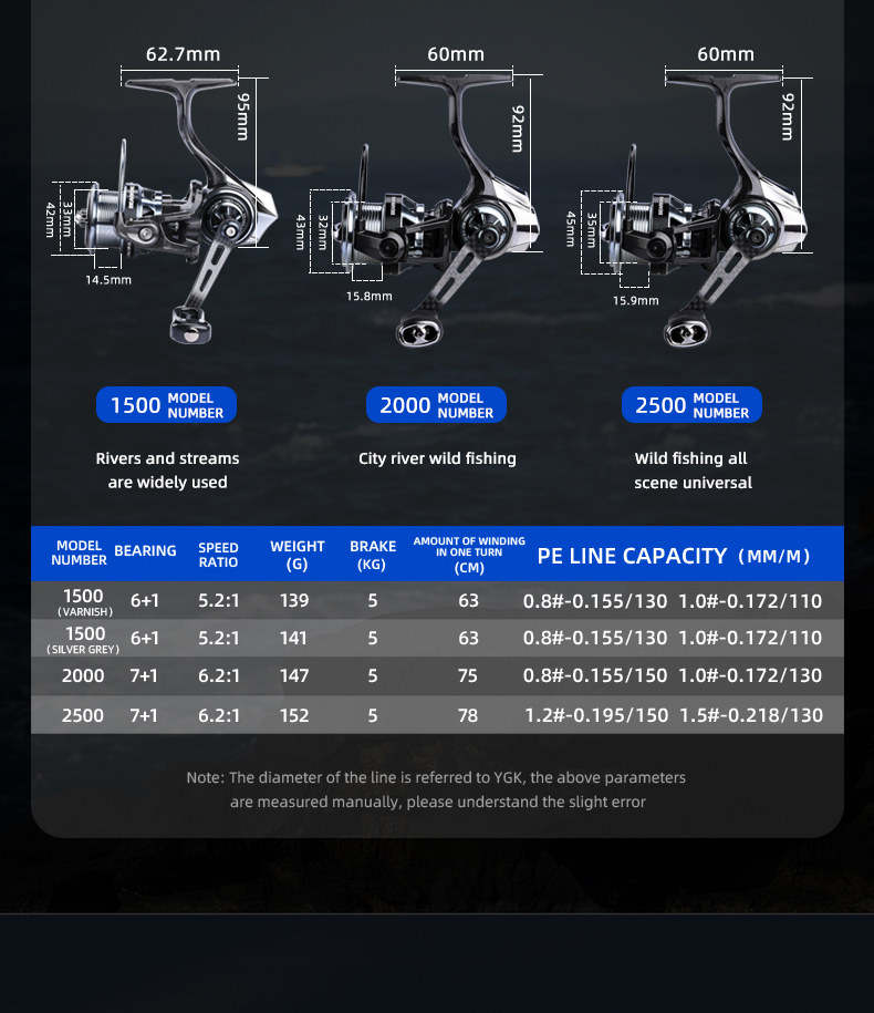 BEARKING Valkyrie Ultra-Light 1500-2500 Stainless Steel Fishing Reel ...