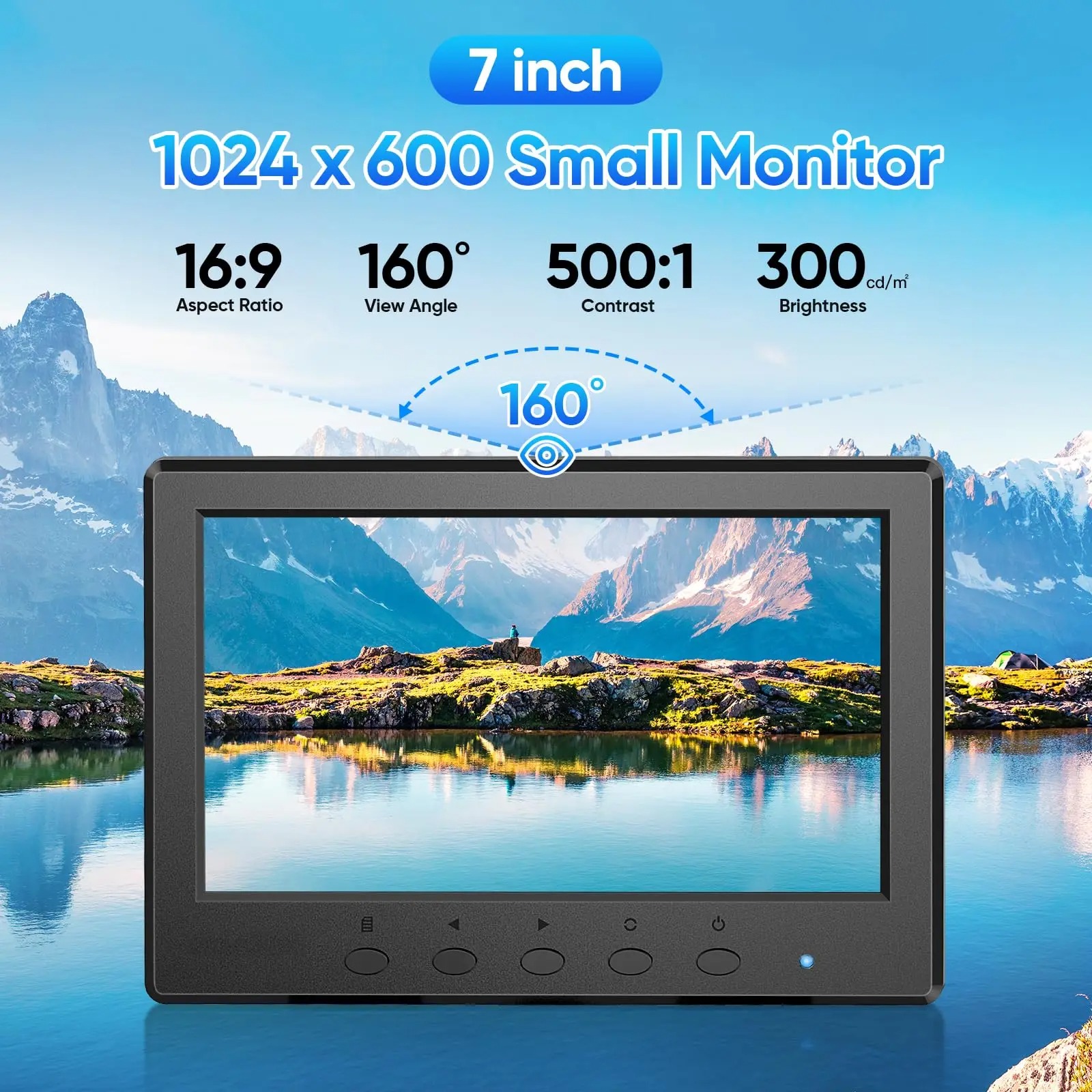 Eyoyo 7" IPS Monitor 1024x600 Small Portable Display With Remote ...