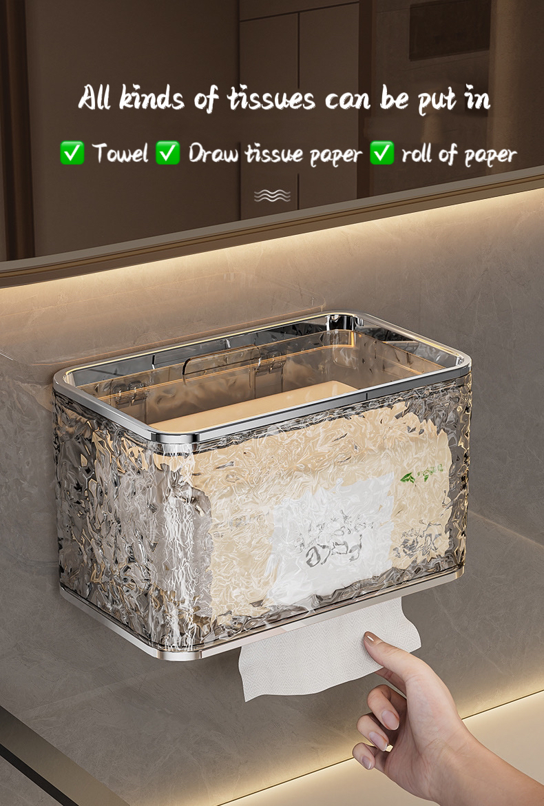 Toilet Roll Holder With Storage Box Wall Mounted No Punching Waterproof ...