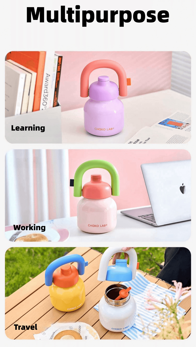 CHAKOLAB Insulated Water Bottle with Straw 1000ML 316 Stainless Steel ...