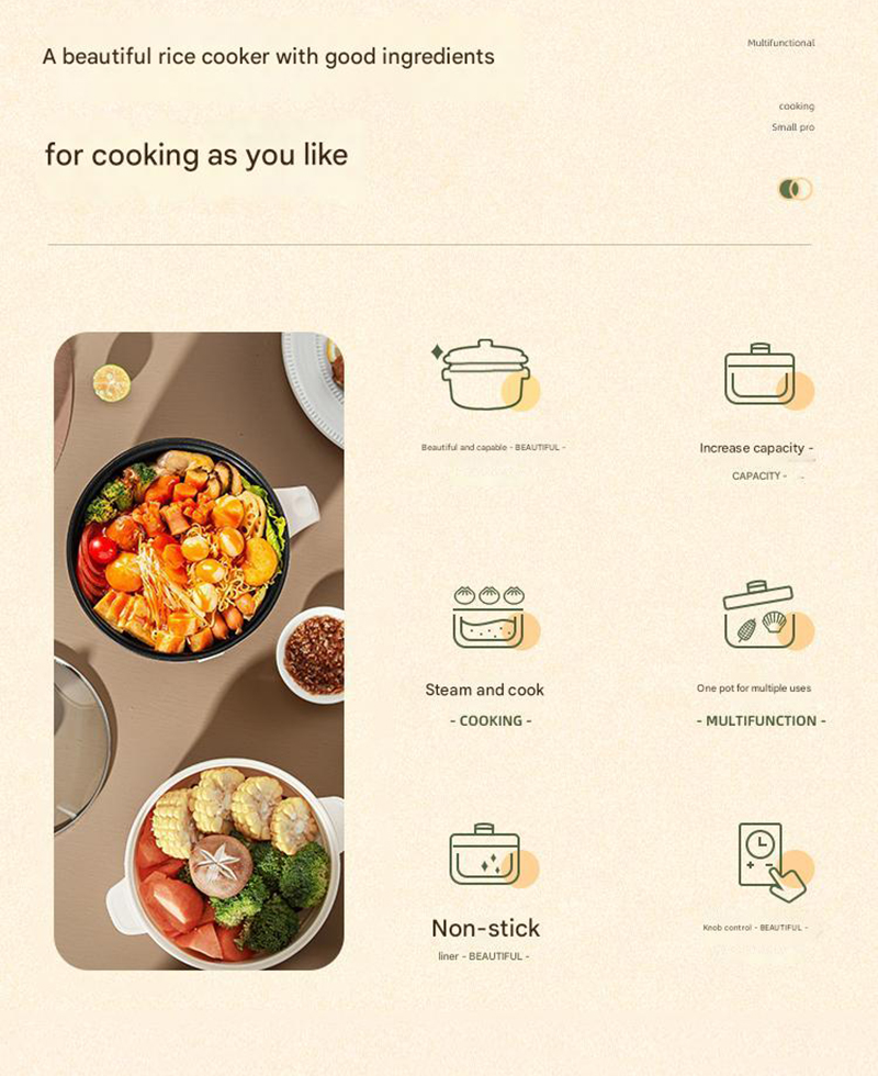 G2E Electric Multi cookers 1.8L Multifunctional electric cooker 600W ...