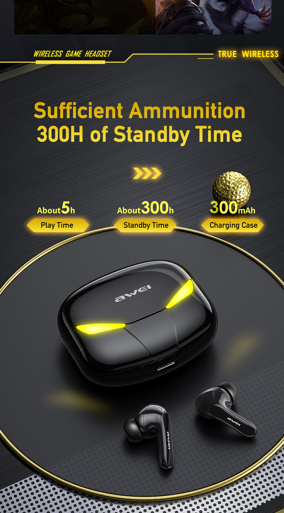 Awei T35 True Wireless Earphone Gaming Bluetooth Earphone Low Latency ...
