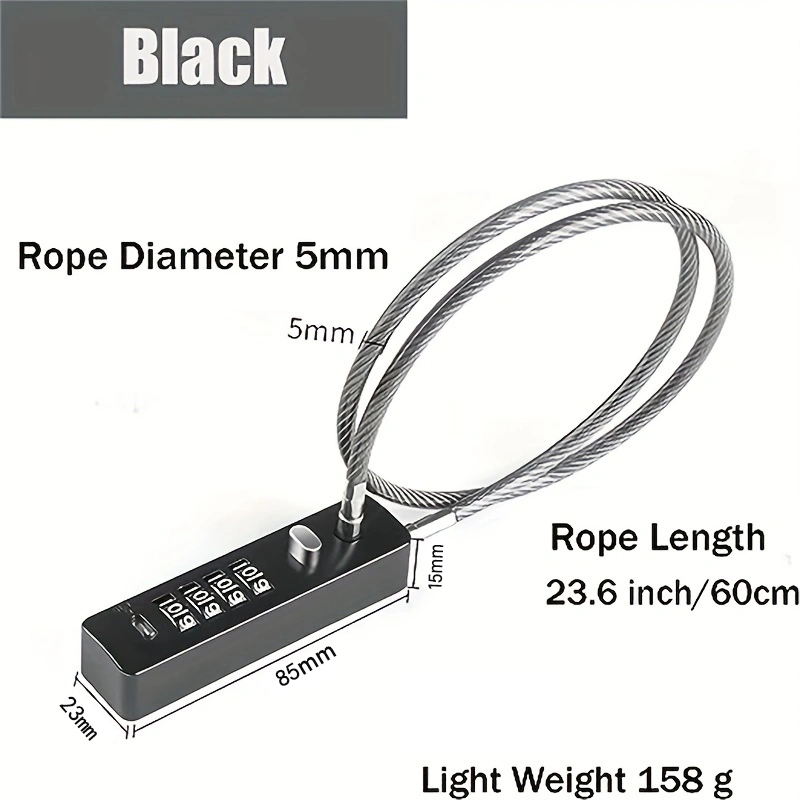 Cable Locks with Combination,4 Digit Combination Padlock with 23.6 inch ...