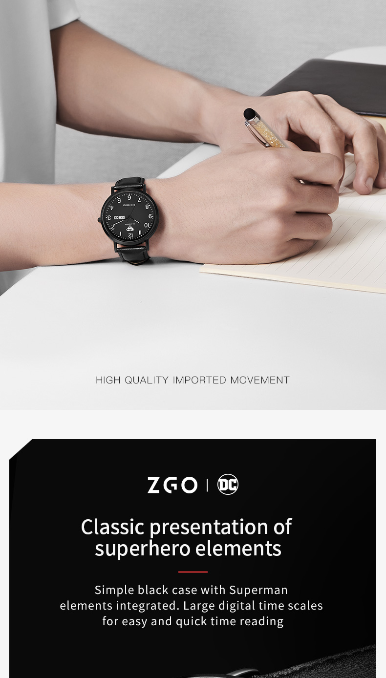 ZGO x Superman Watch For Boys Students Trendy Youth Waterproof Luminous ...