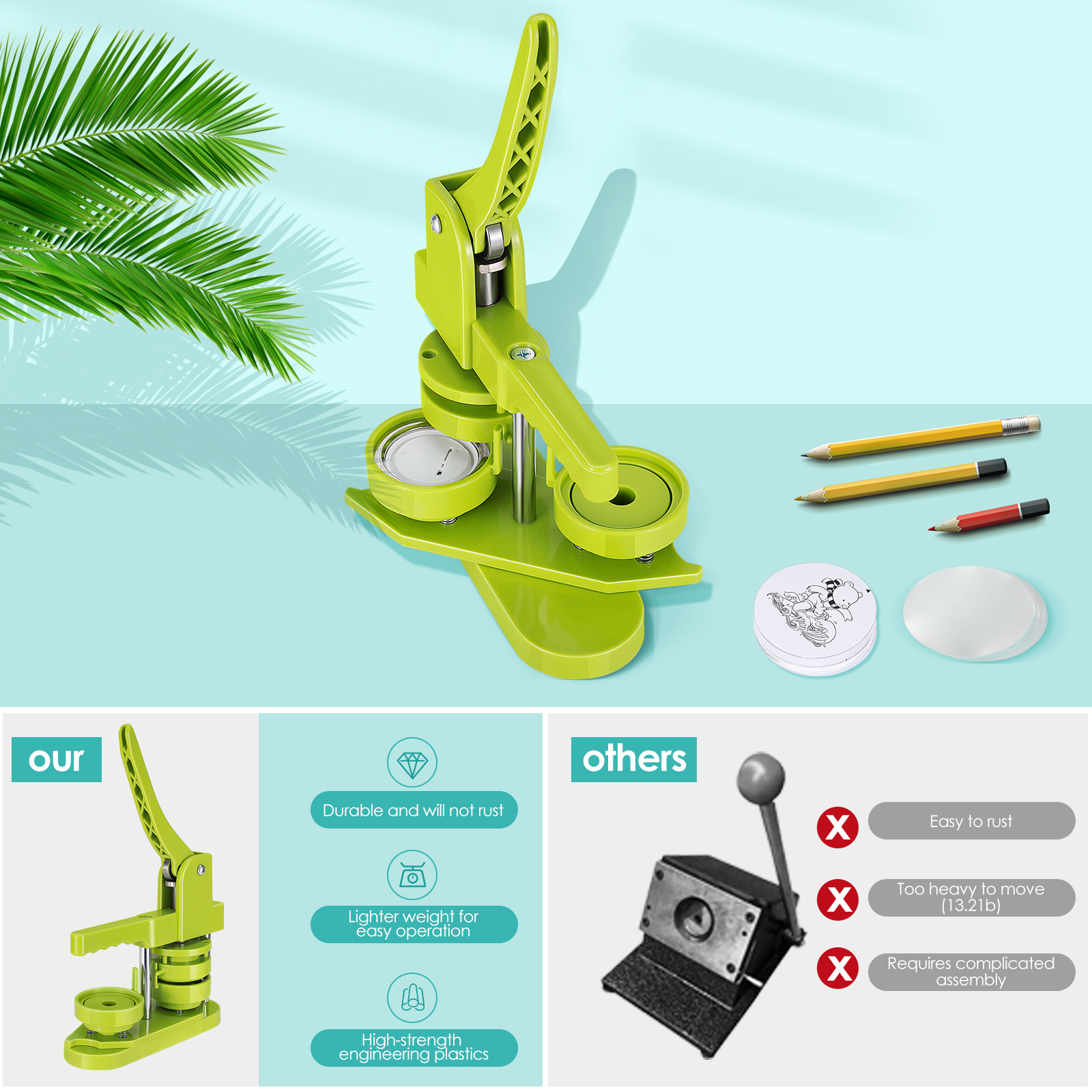 【Local delivery】1 Set Button Badge Maker Machine 58mm (2.25in) DIY Pin ...