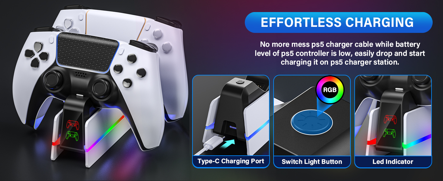 PS5-Controller-Charger-Station, PS5 Charging Station for PS5 Dualsense ...