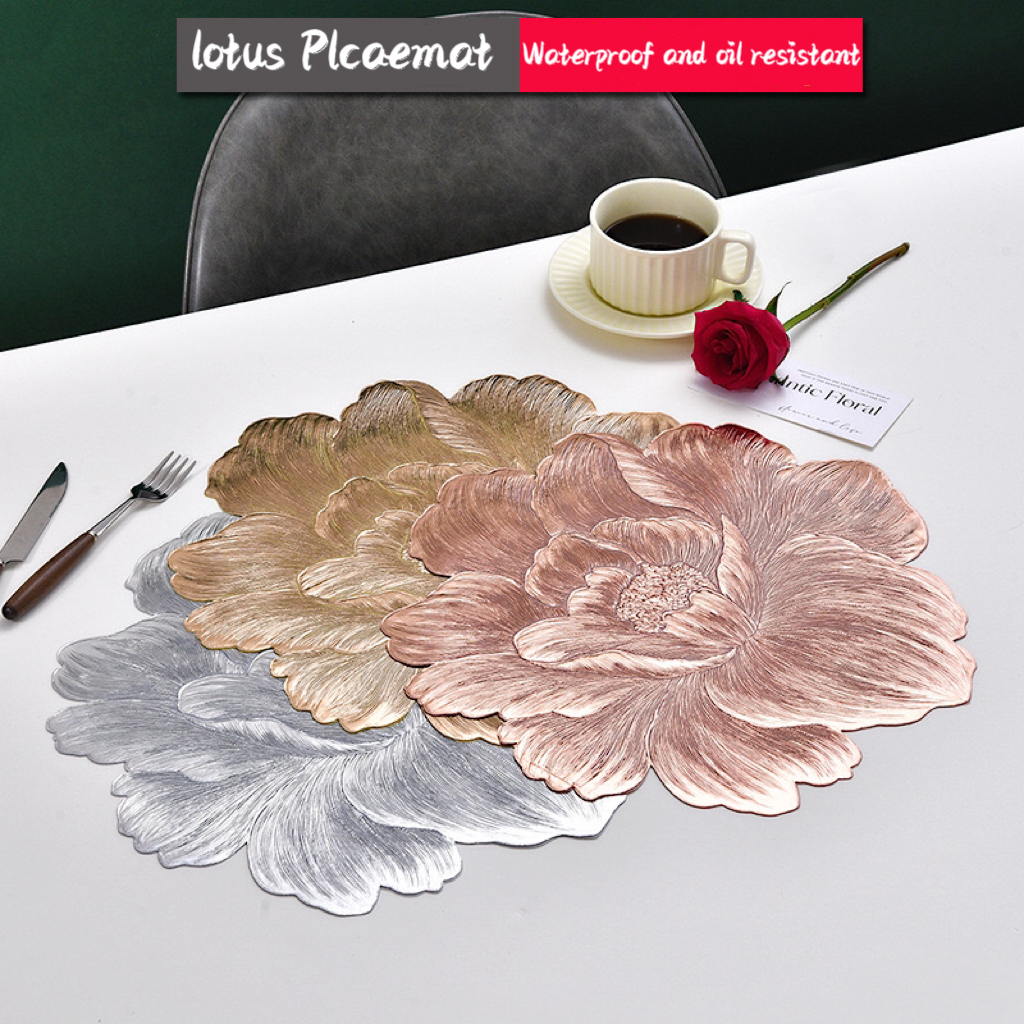 6 PCS PVC Flower Placemat Nordic Style Hot Stamping Decorative Mat ...