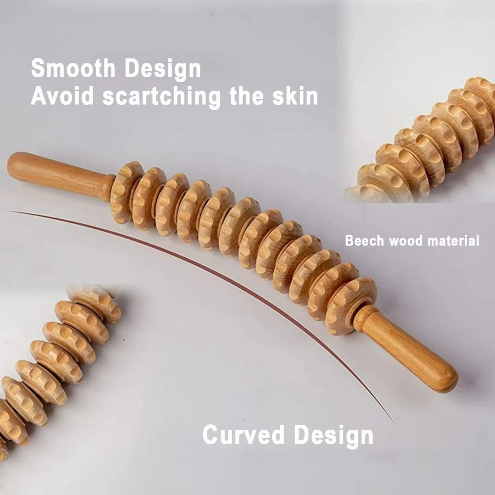 1pc 12 Rollers Handheld Wooden Massager for Trigger Point Therapy ...