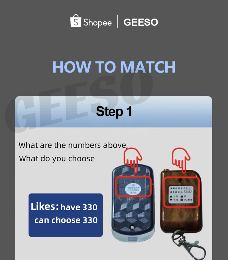 GEESO 330/433mhz Auto Gate Remote Control 4 Button Garage Door Remote ... GEESO 330/433mhz Auto Gate Remote Control 4 Button Garage Door Remote ...