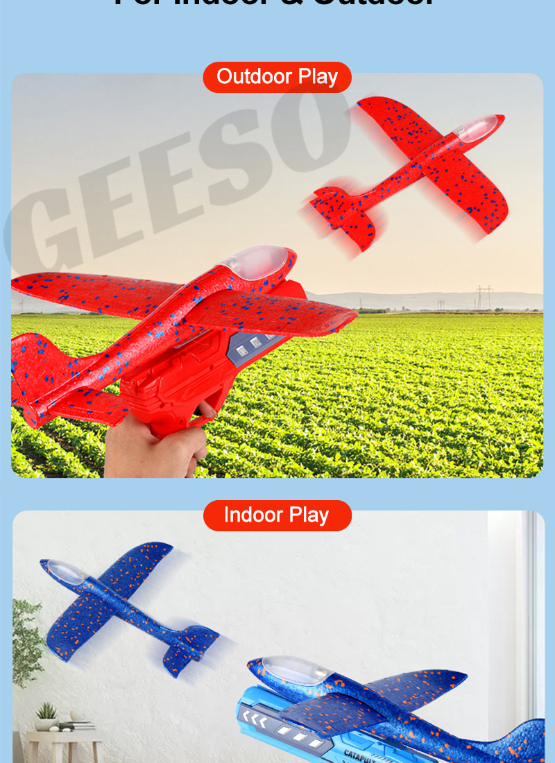 GEESO Kids Airplane Toy Throwing Foam Glider Toy Airplane Launcher Toy ...