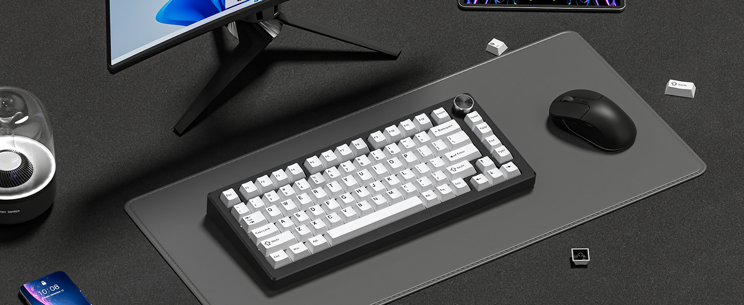 Womier Pure White 122 Keys Retro Keycaps Double Shot PBT Key Caps Set ...