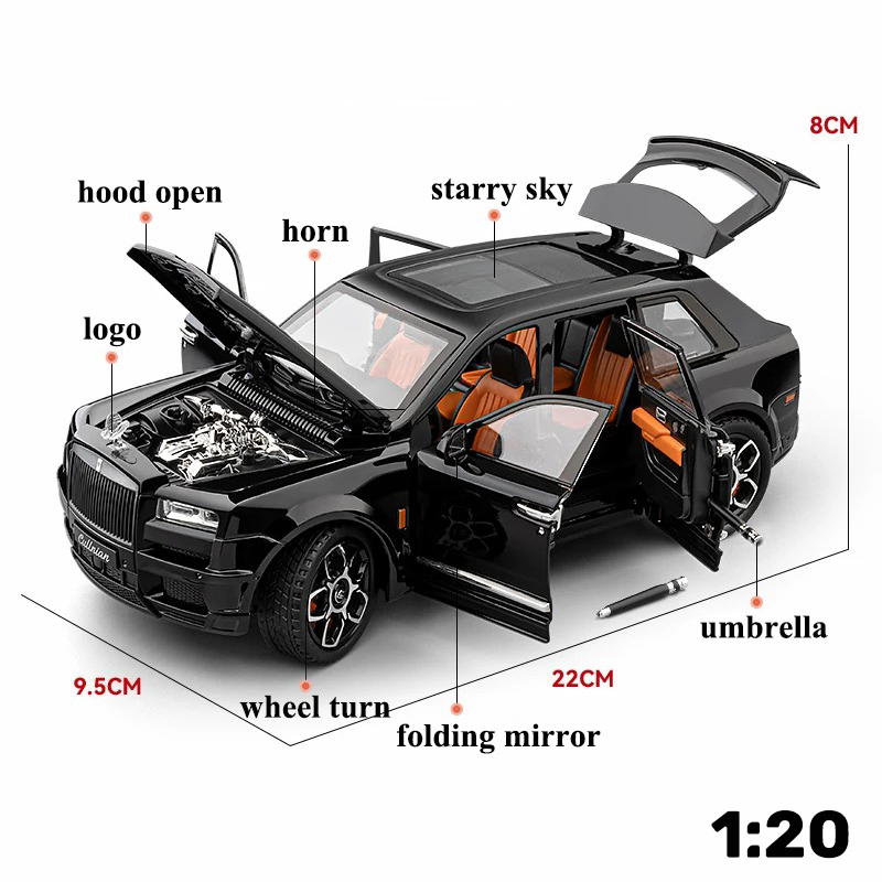 1:20 Scale Rolls Royce Cullinan Alloy Car Model Diecast Car Sound Light ...