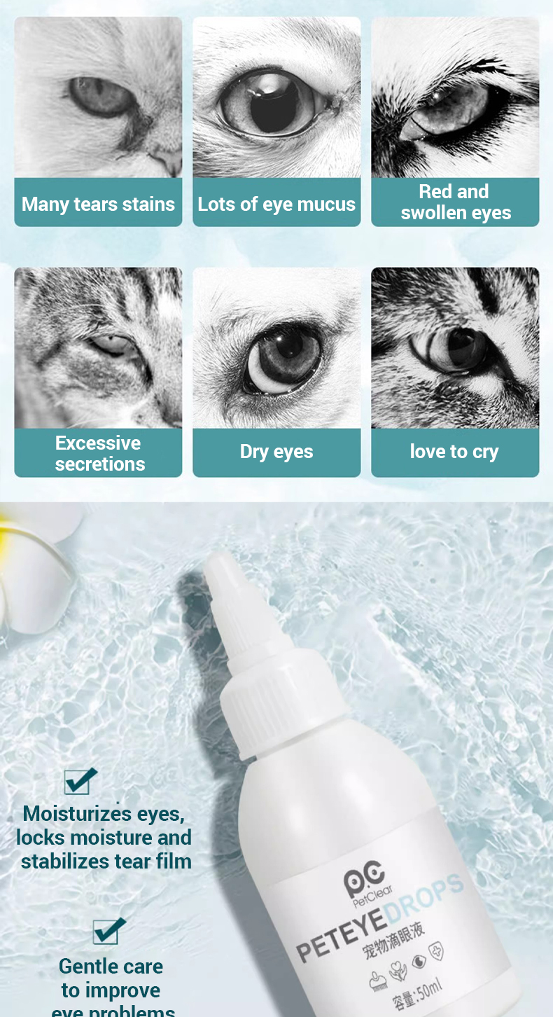Petclear Pet Cat Eye Drops（50ml）Mild formula improves tear stains ...