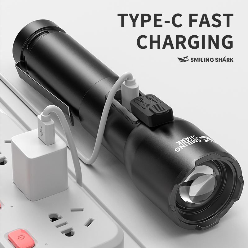 Smiling shark SD8107 LED Torch Light Super Bright M77 6000LM Type-c ...