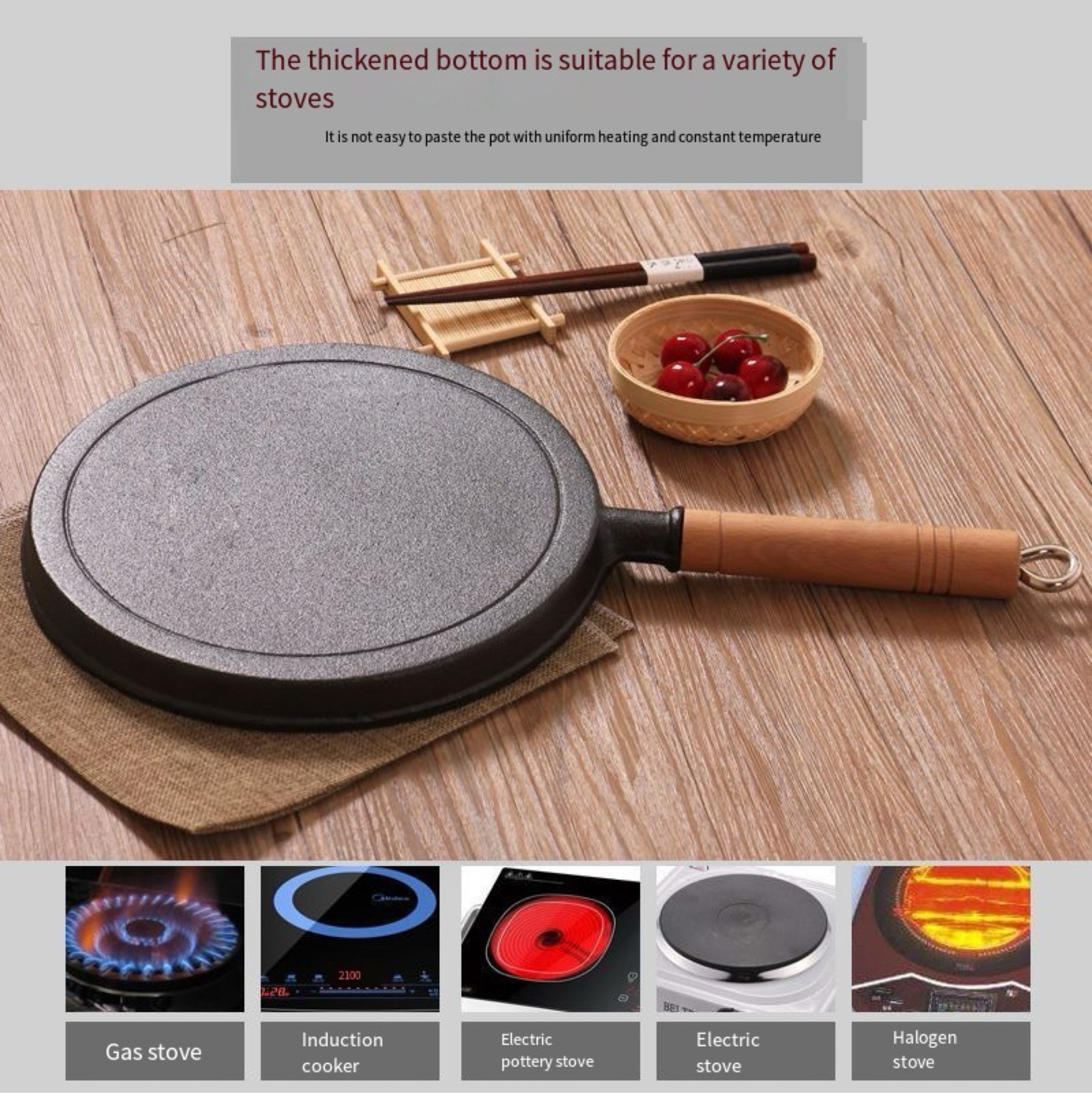 铸铁平底锅 Multifunctional Omelette Non-Stick Pan Thickened Pure Cast Iron ...
