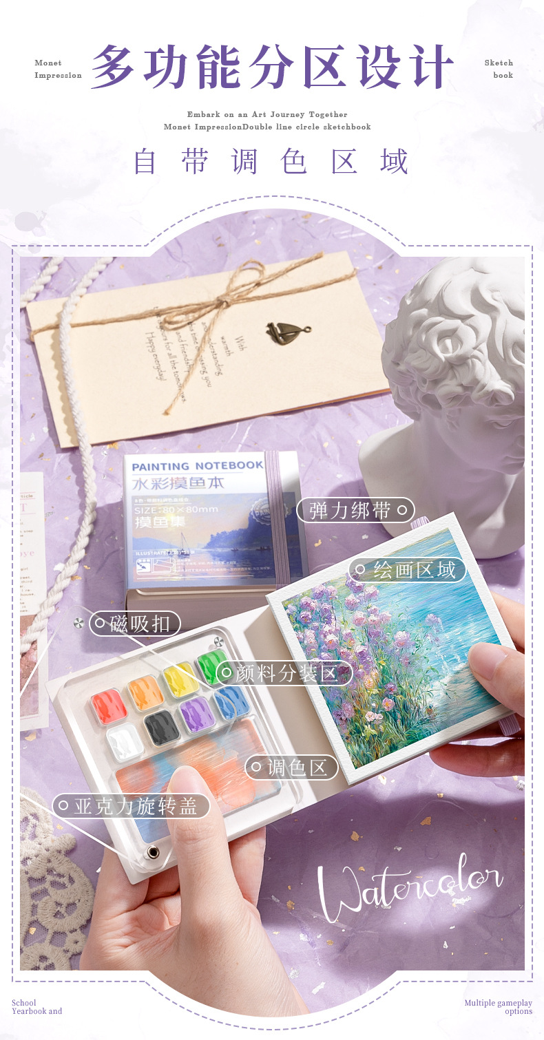 50 Sheets Mini Painting Notebook For Students Portable Pocket Notebook ...