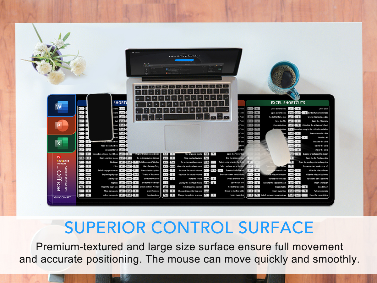 English office Shortcut Keyboard Mouse Pad Large Size Soft Comfortable ...