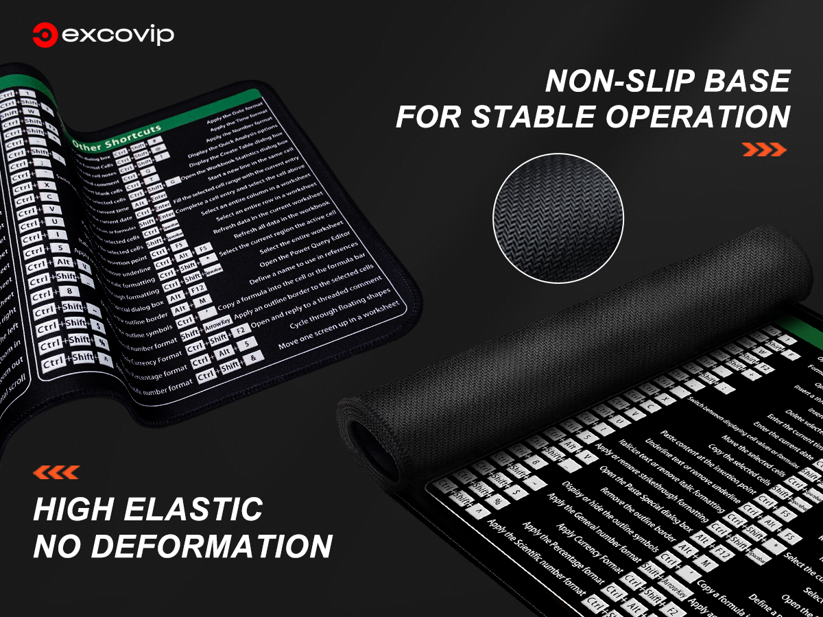 For for forEXCEL Shortcut Keyboard Mouse Pad English Large Size Soft ...