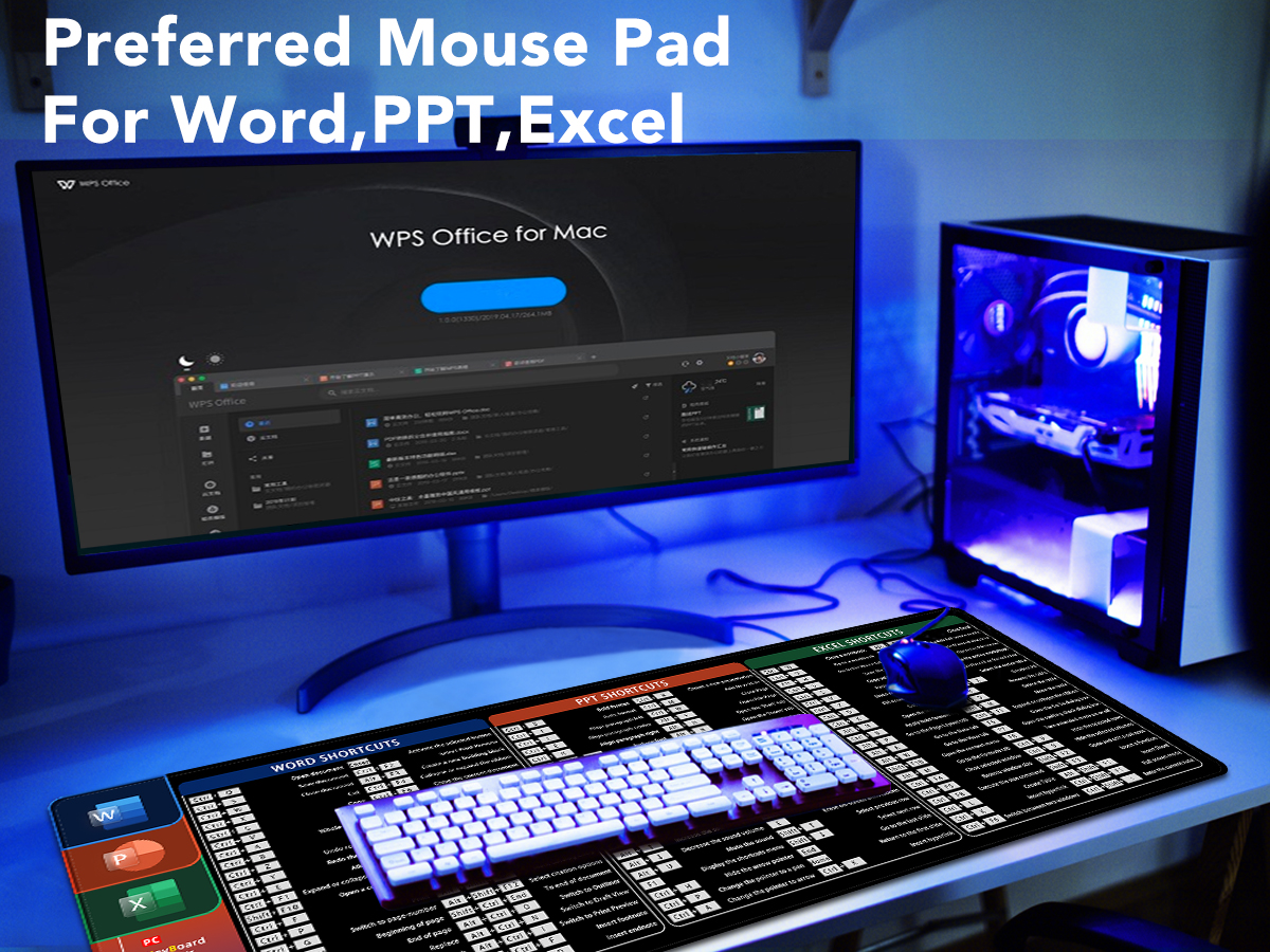 English office Shortcut Keyboard Mouse Pad Large Size Soft Comfortable ...