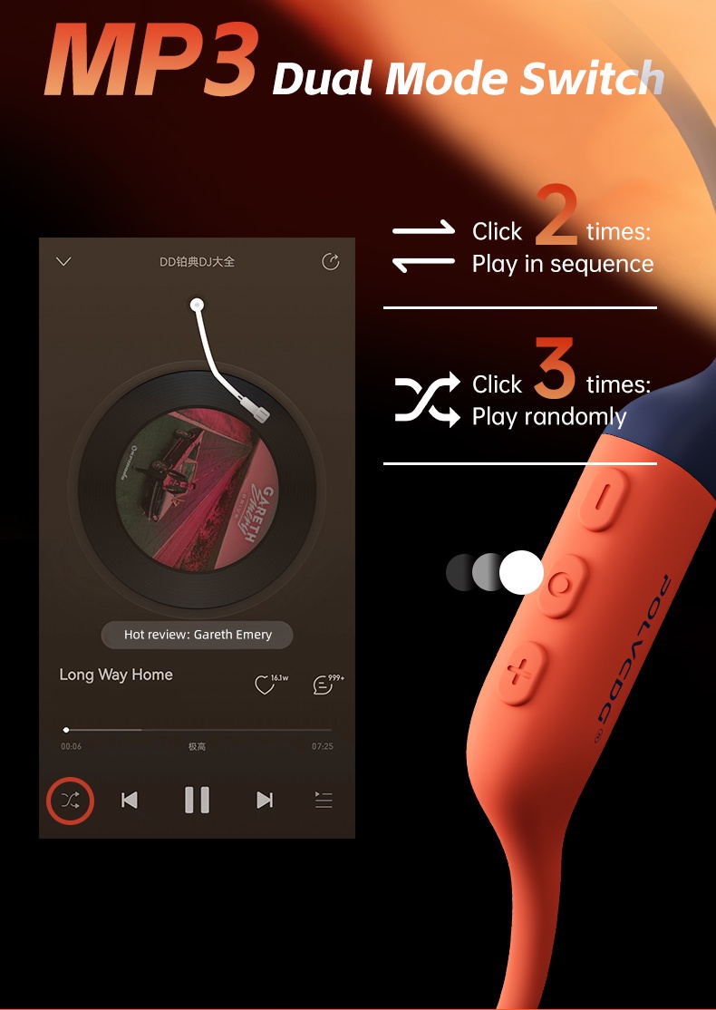 Polvcdg-X16 IPX8 Waterproof Bone Conduction Swimming Headset Liquid Silicone 32G Memory ...