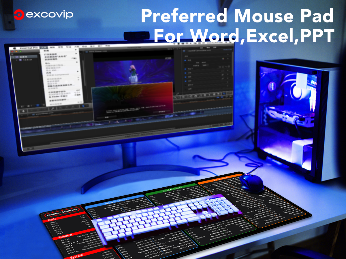 Excovip English Version Simple Office Shortcut Keyboard Mouse Pad Large ...