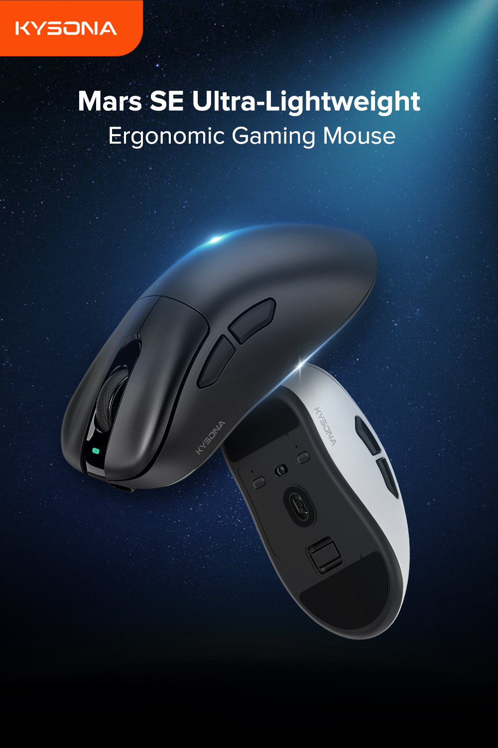 KYSONA Mars SE Gaming Mouse Wireless Ergonomic Design Tri-Mode ...