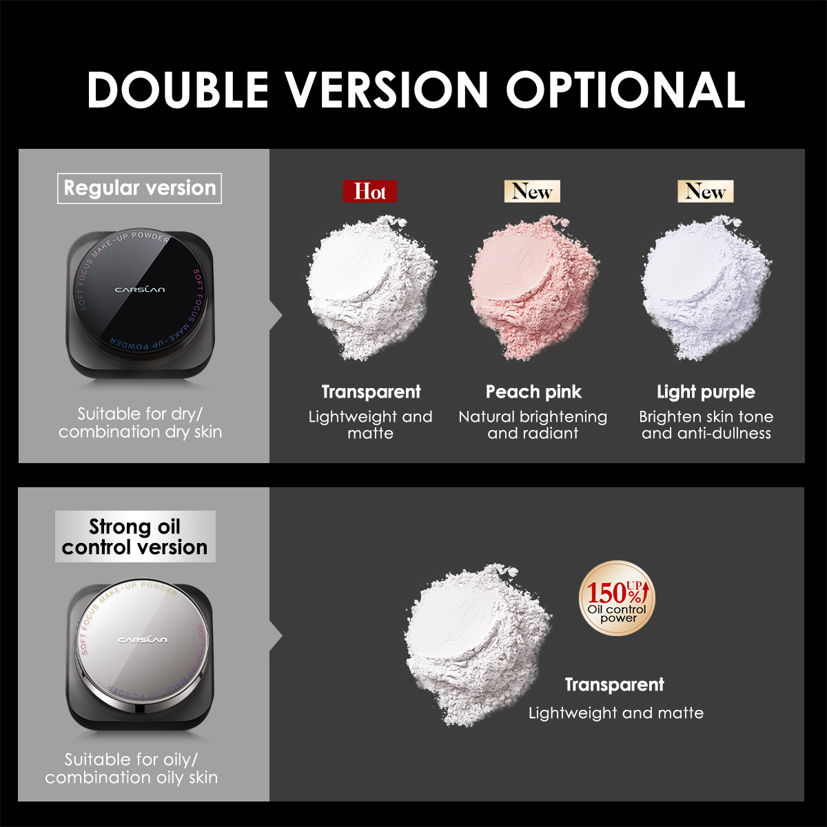 Carslan Black Magnetic Powder Makeup Loose Setting Oil Control ...