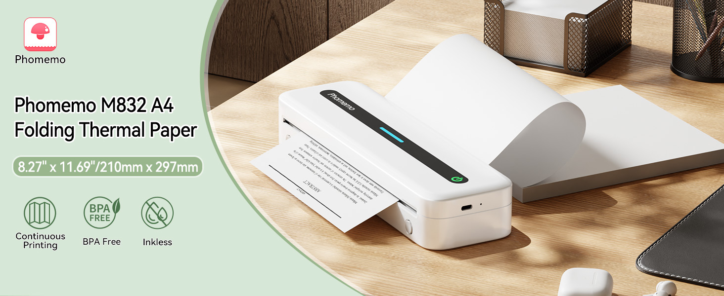 Phomemo A4 Continuous Thermal Printing Folding Paper For M08F/M832/M834 ...