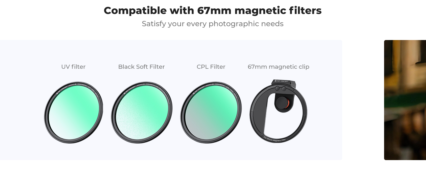 K&F Concepte clip-on magnetic VND Filter (1-5 Stop) Kit/CPL Filter Kit ...