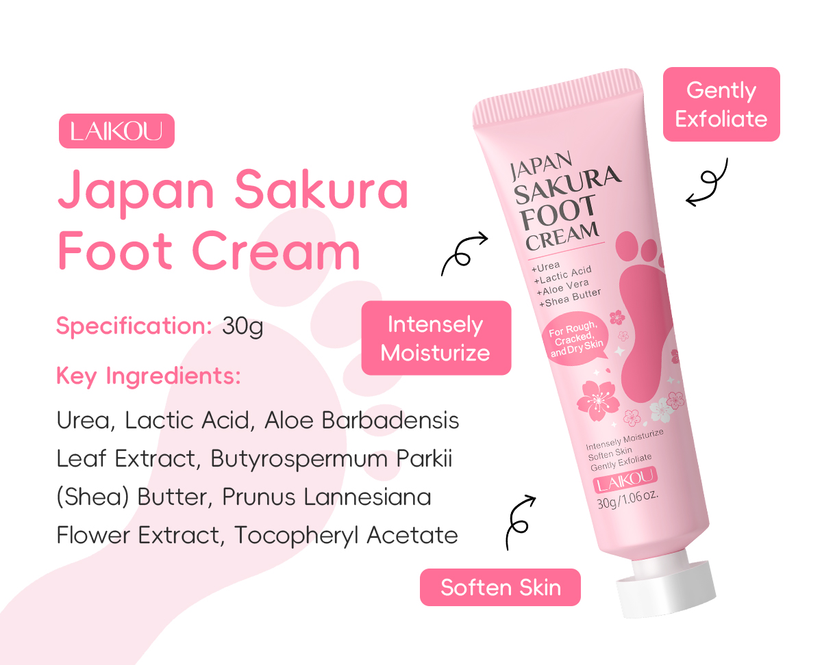 LAIKOU Sakura Foot Cream For Dry Rough Cracked Feet & Heels Deep ...