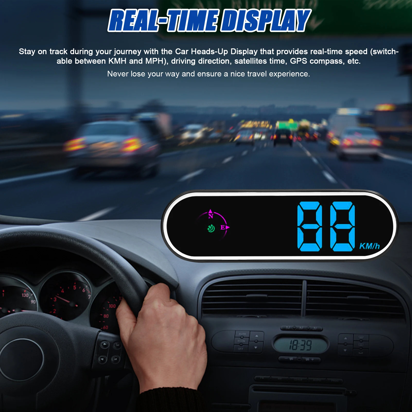 Car Headup Display GPS Digital Speedometer with Colorful LED Display ...