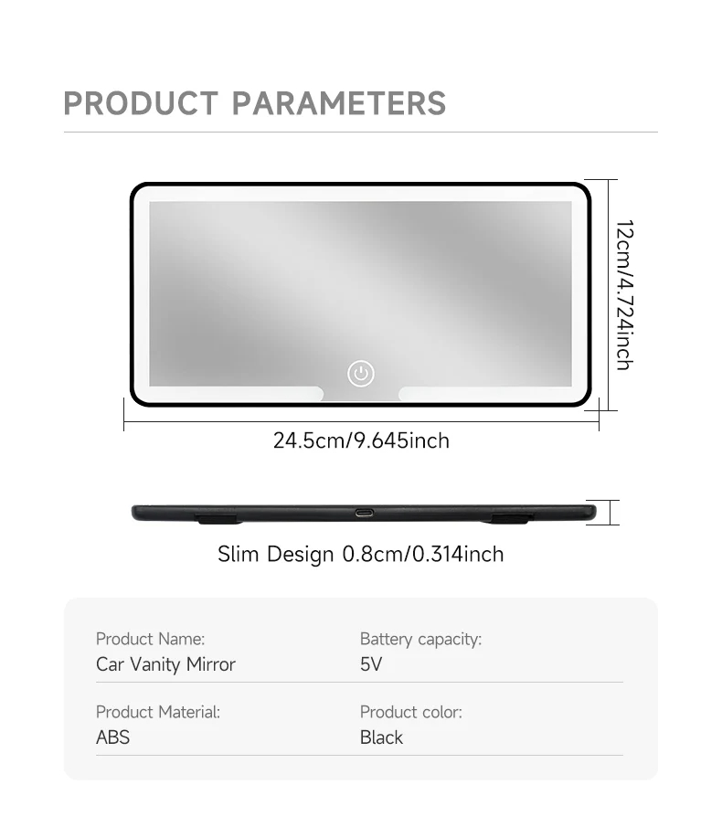 Car Sun Visor Makeup Mirror with 3 LED Light Modes Dimmable Touch ...