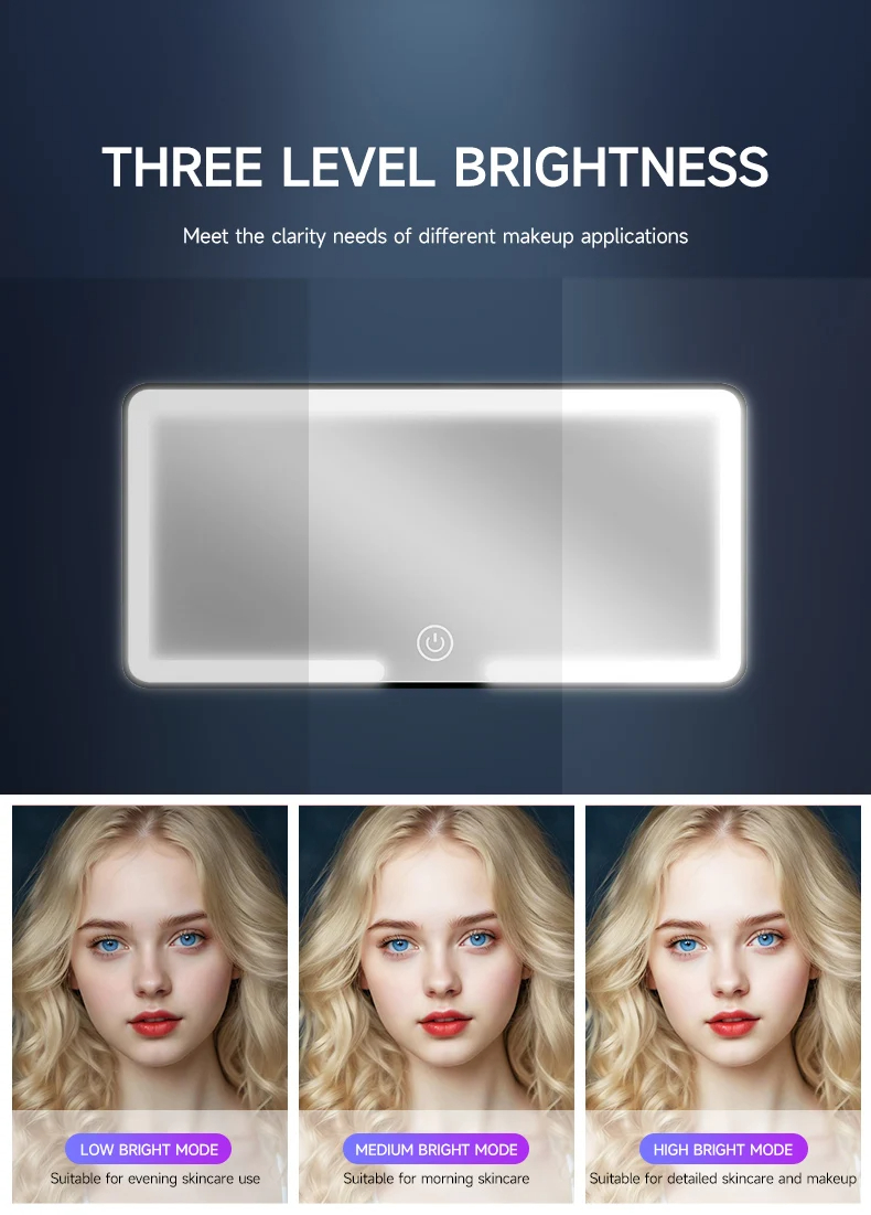 Car Sun Visor Makeup Mirror with 3 LED Light Modes Dimmable Touch ...