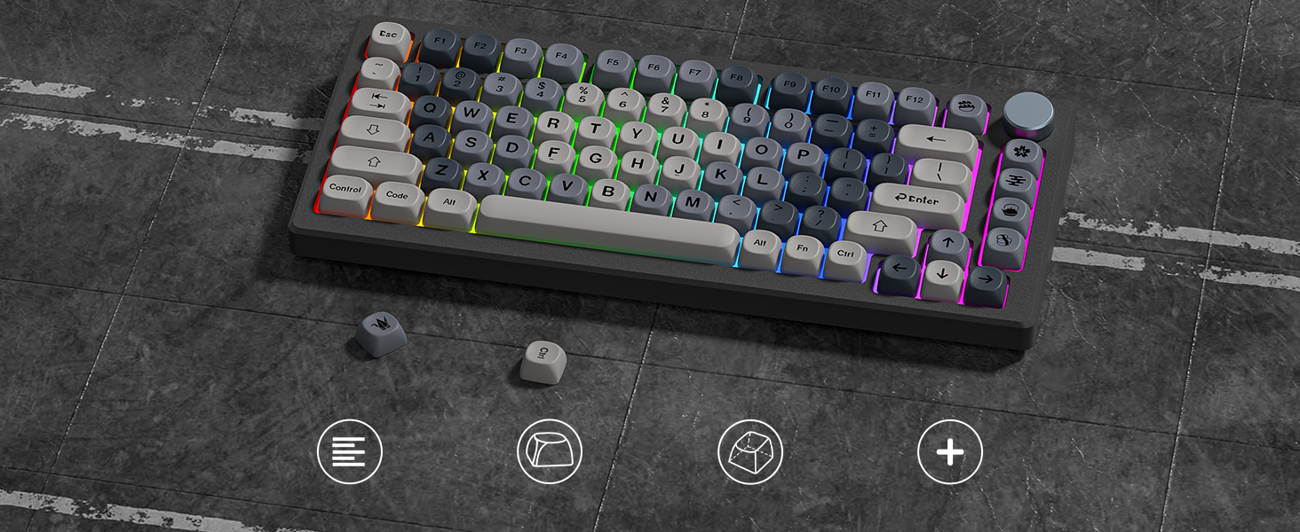 Womier Retro MOA Cute Grey Keycaps 135 Keys Dye Sub Theme PBT Key Cap ...