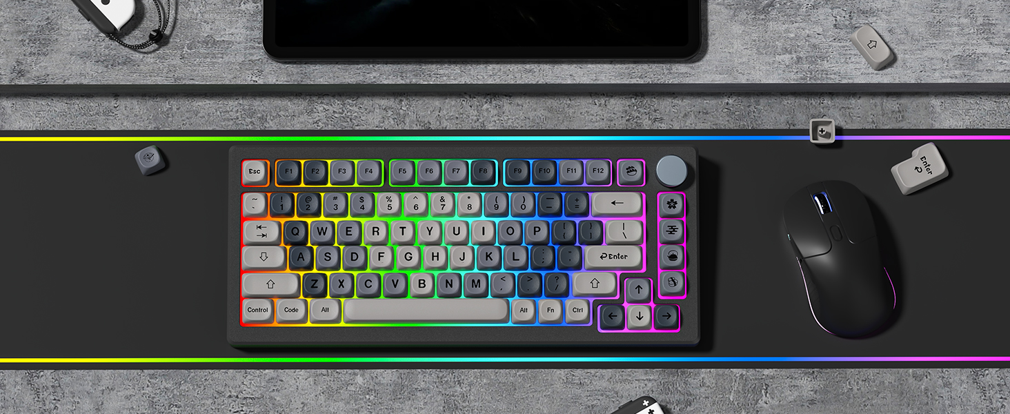 Womier Retro MOA Cute Grey Keycaps 135 Keys Dye Sub Theme PBT Key Cap ...