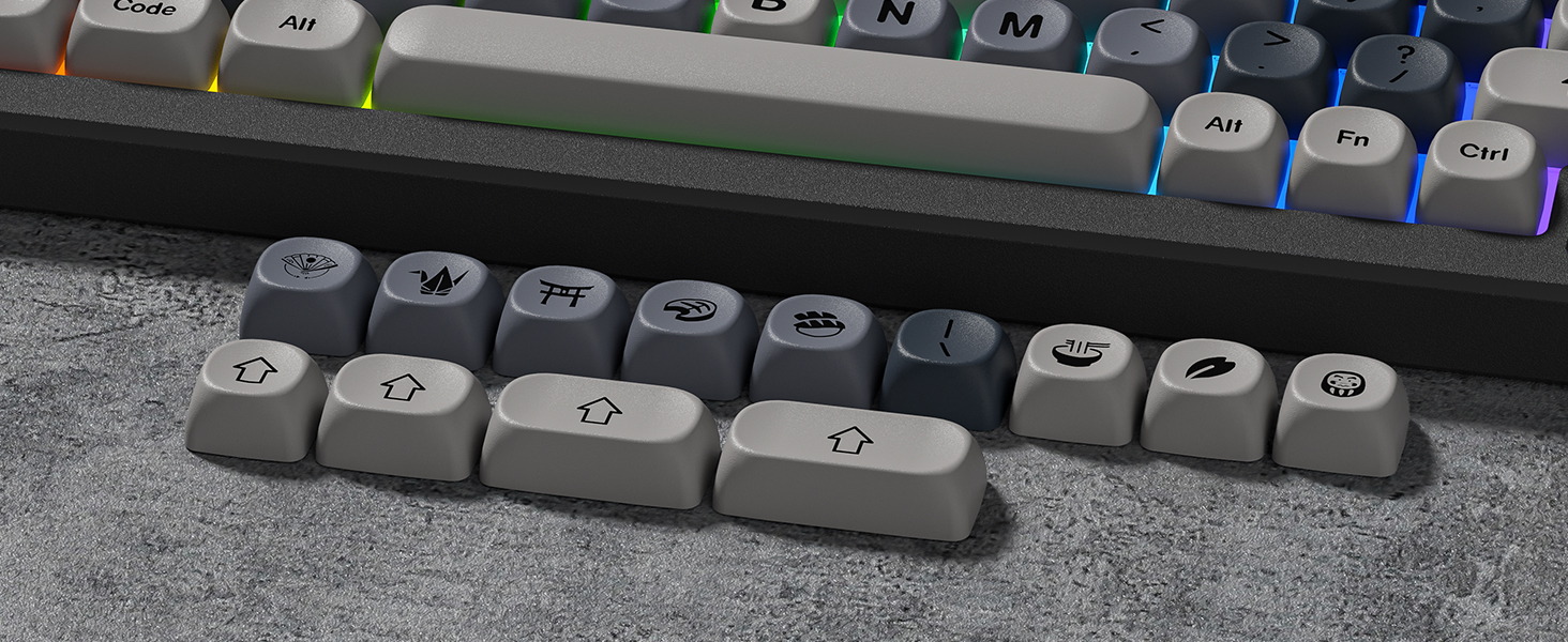 Womier Retro MOA Cute Grey Keycaps 135 Keys Dye Sub Theme PBT Key Cap ...