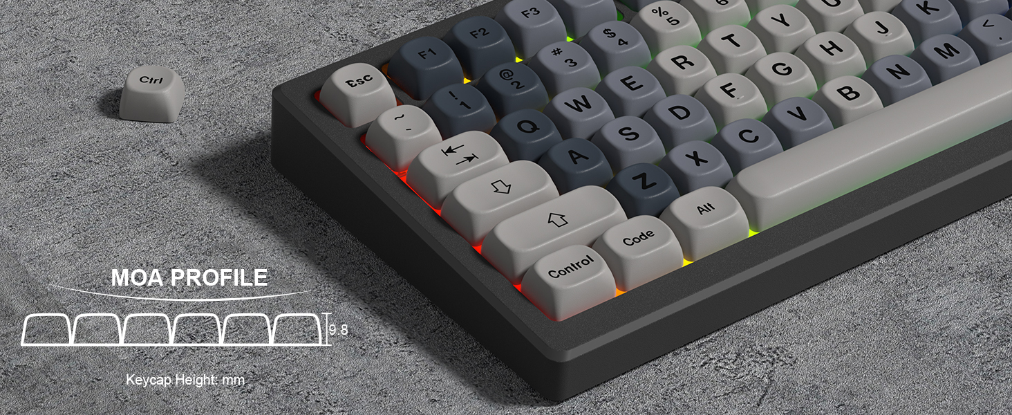 Womier Retro MOA Cute Grey Keycaps 135 Keys Dye Sub Theme PBT Key Cap ...
