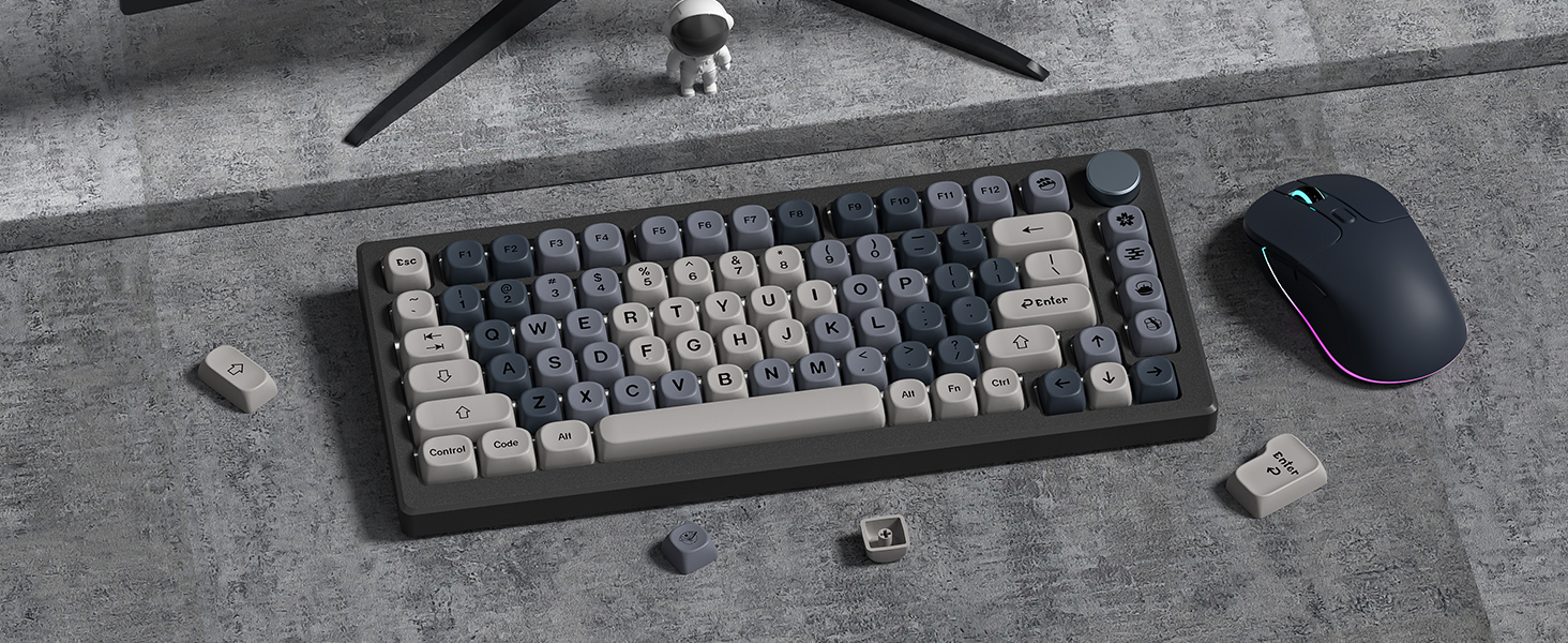 Womier Retro MOA Cute Grey Keycaps 135 Keys Dye Sub Theme PBT Key Cap ...