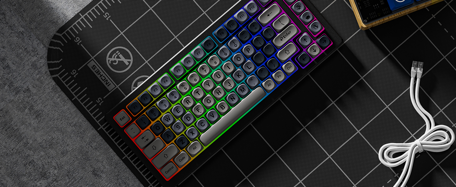 Womier Retro MOA Cute Grey Keycaps 135 Keys Dye Sub Theme PBT Key Cap ...