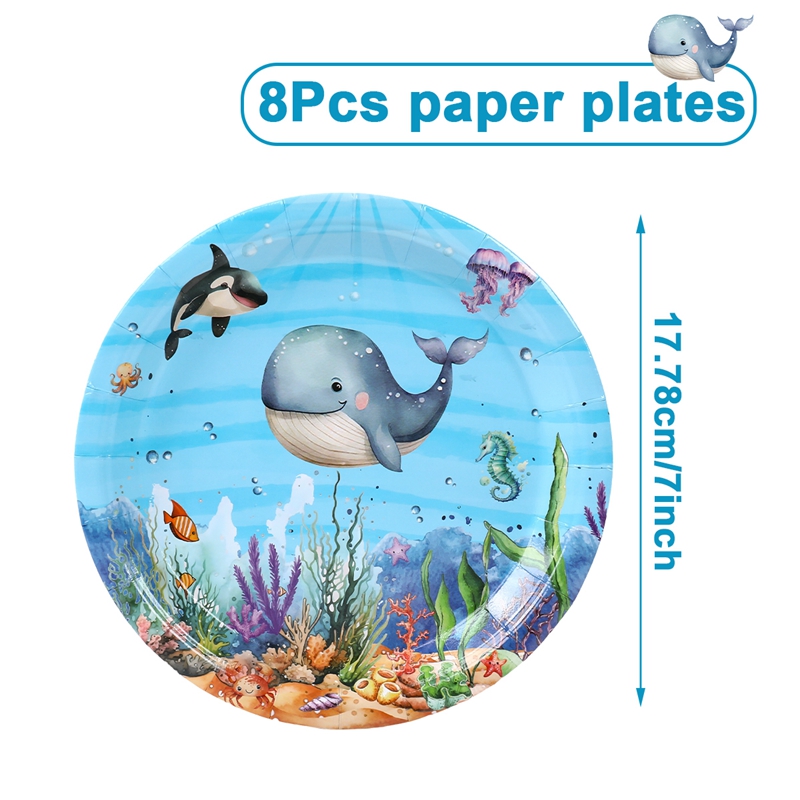 Ocean Theme Dinnerware Set Whale pattern Disposable Cups Table Napkin ...