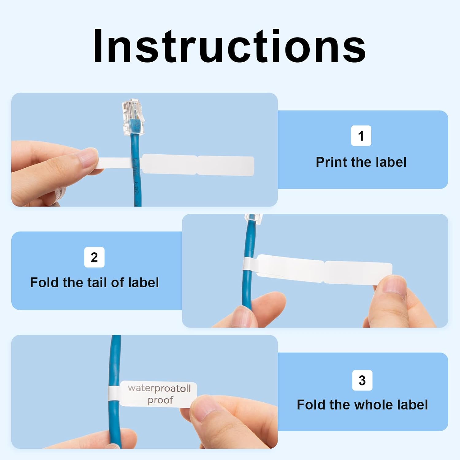 NIIMBOT D11/D110/D101 Waterproof Cable Label Paper Stickers for Network ...