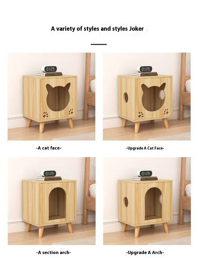 Household Solid Wood Simple Small Cat House Bedside Table Cat Four ...