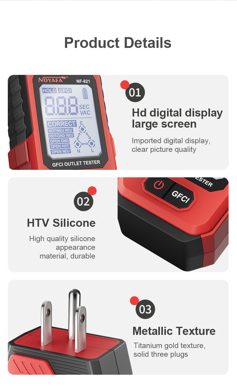 Noyafa Digital Smart Socket Tester Voltage Test Gfci Plug Detector Us Plug Socket Detector