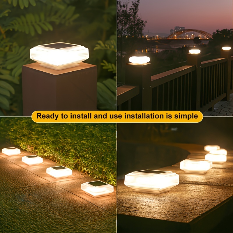 Led Lampu Solar Post Light Outdoor Waterproof Warm Pillar Lamp for Home ...